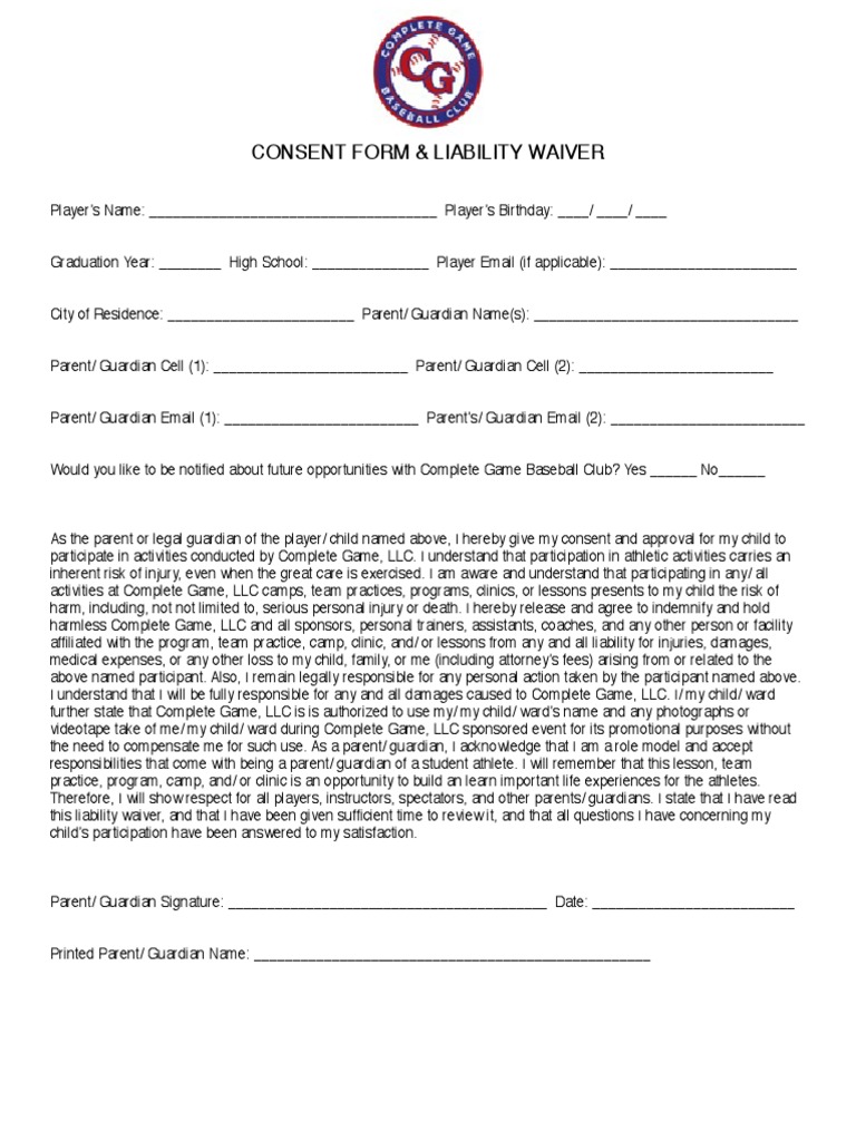 CG Waiver & Consent Form | PDF