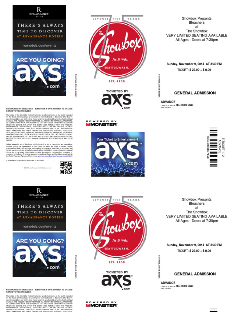 Showbox Presents Bleachers at The Showbox Very Limited Seating ...