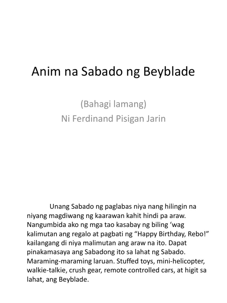 Anim Na Sabado NG Beyblade | PDF