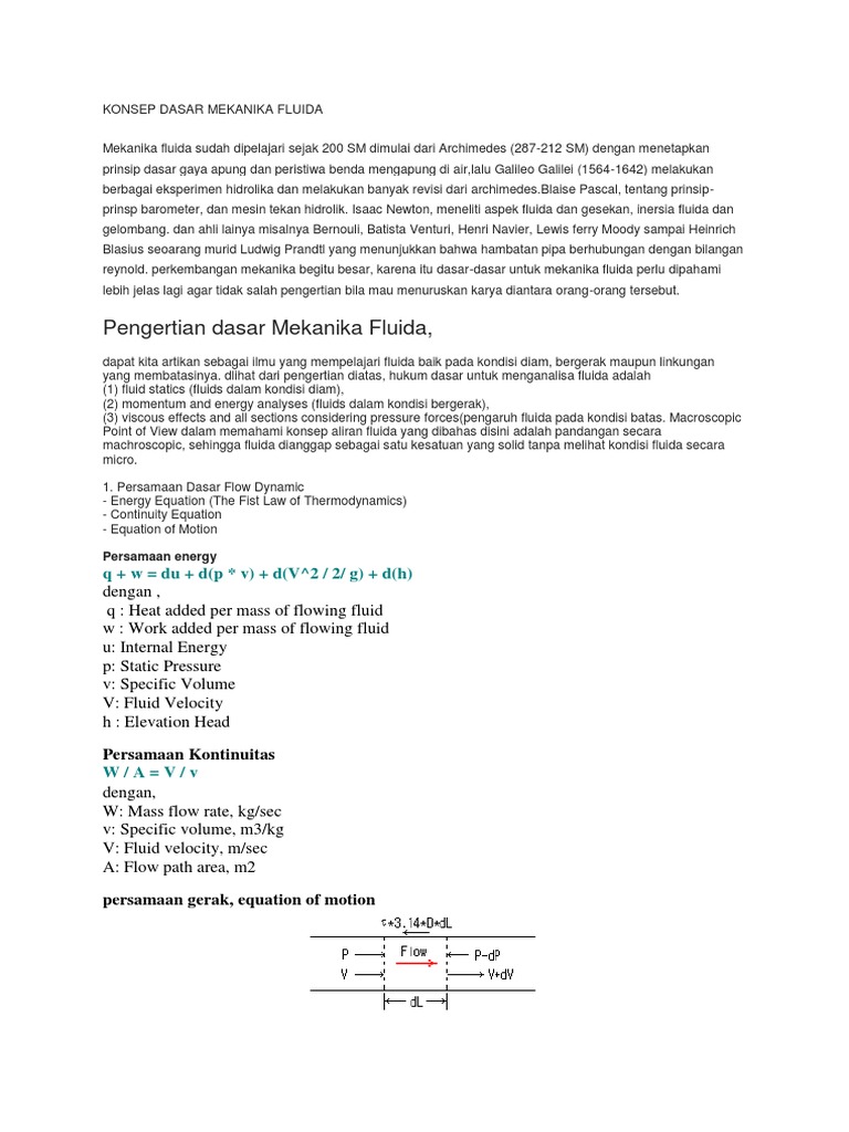 Konsep Dasar Mekanika Fluida | PDF