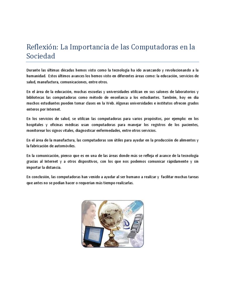 Reflexión Importancia de Las Computadoras | PDF | Informática