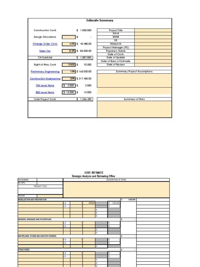 Estimate Summary: Change Order Cont. Sales Tax | PDF