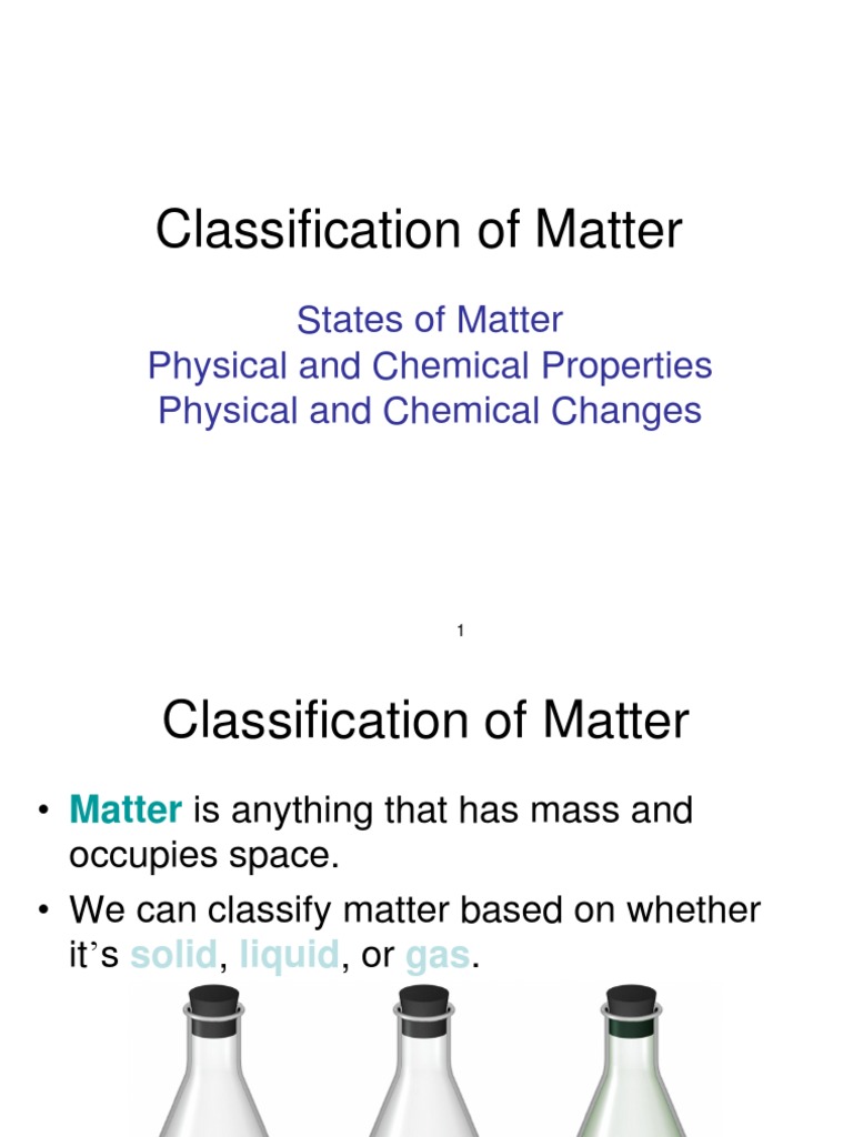 Classification of Matter and Changes | PDF | Chemical Compounds | Gases