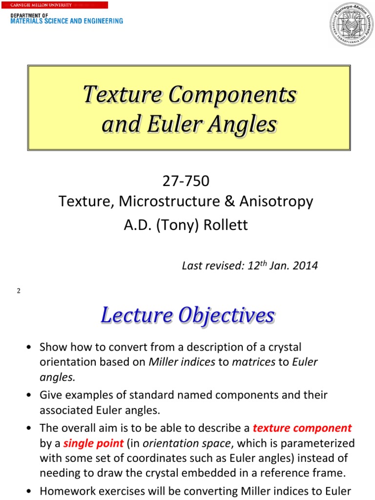 Texture Components and Euler Angles | PDF | Euclidean Vector | Rotation