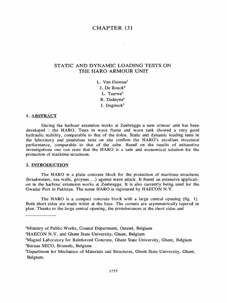 Static and Dynamic Loading Tests On The Haro Armour Unit | PDF ...