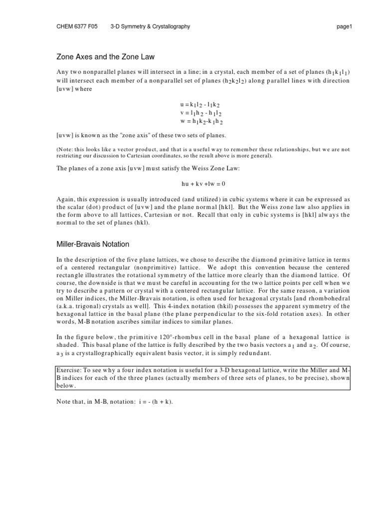 Weiss Zone Law and Zone Axes | PDF | Crystal Structure | Cartesian ...