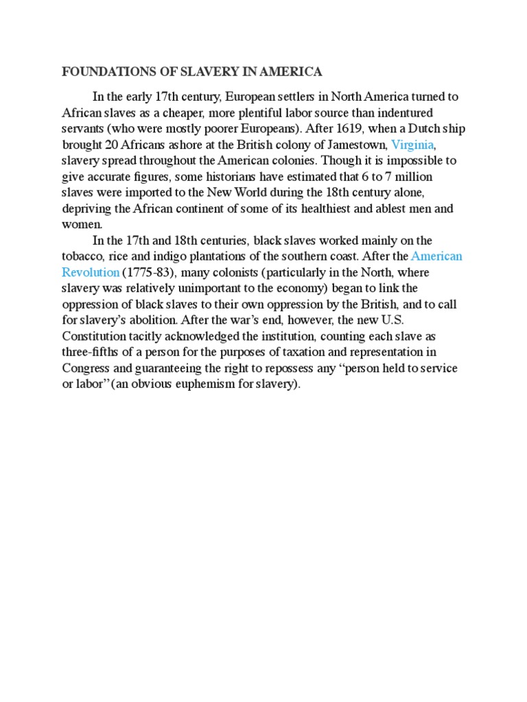 Foundations of American Slavery | PDF | History