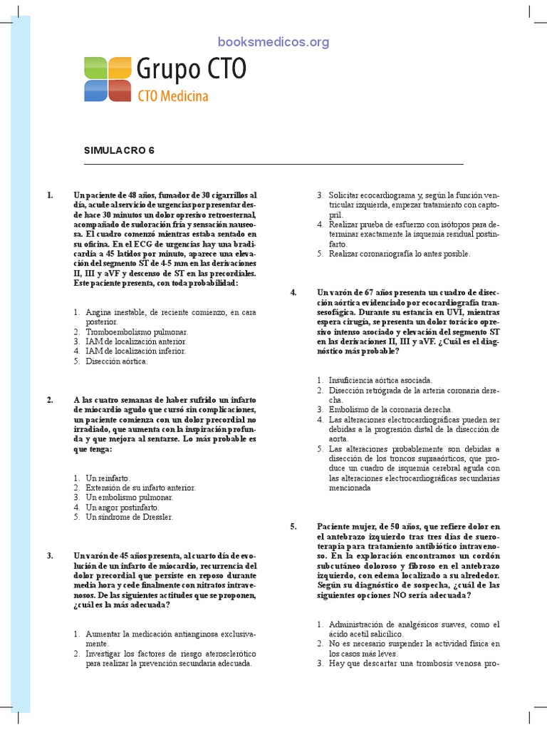 Simulacro Cto | PDF | Infarto de miocardio | Leucemia