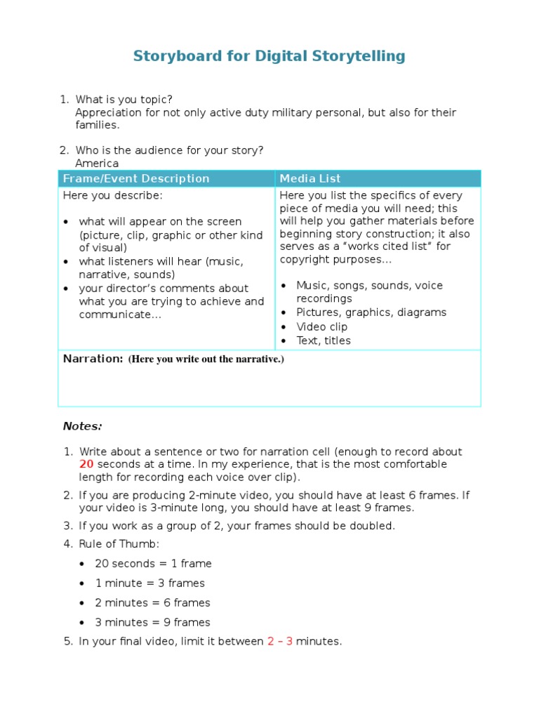 DST Storyboard Template | PDF | Narrative | Leisure