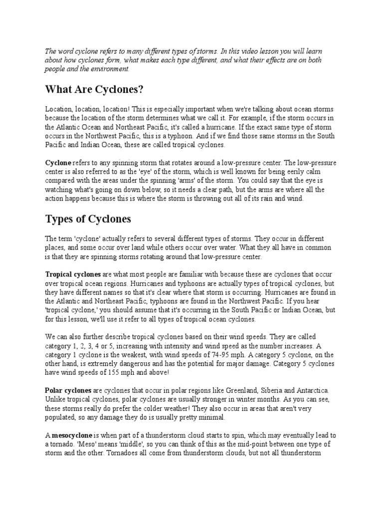 Cyclones 123 | PDF | Tropical Cyclones | Eye (Cyclone)
