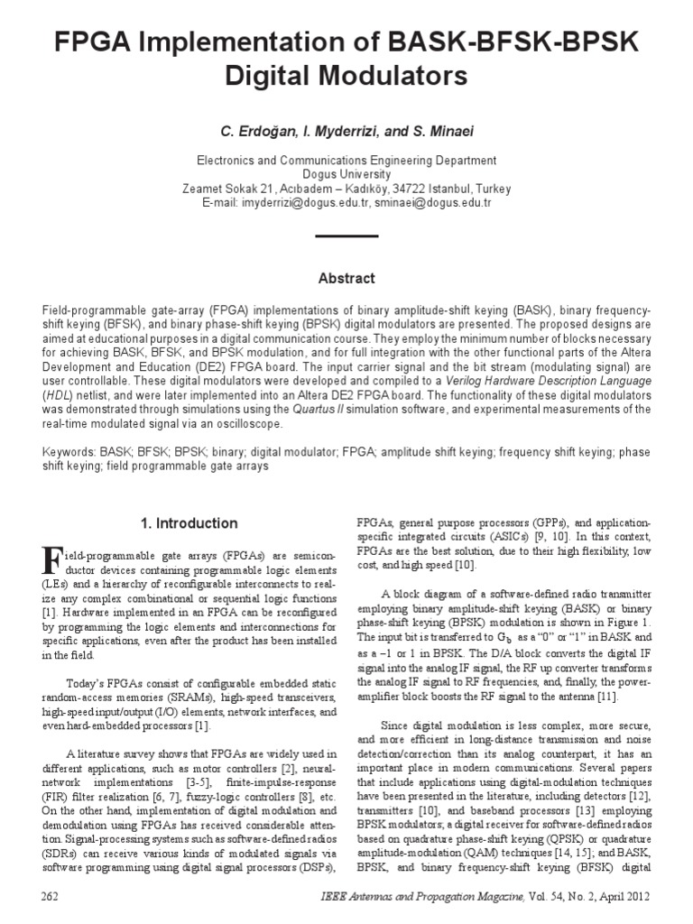 Bpsk-Bask-Bfsk Using Fpga & Verilog HDL | PDF