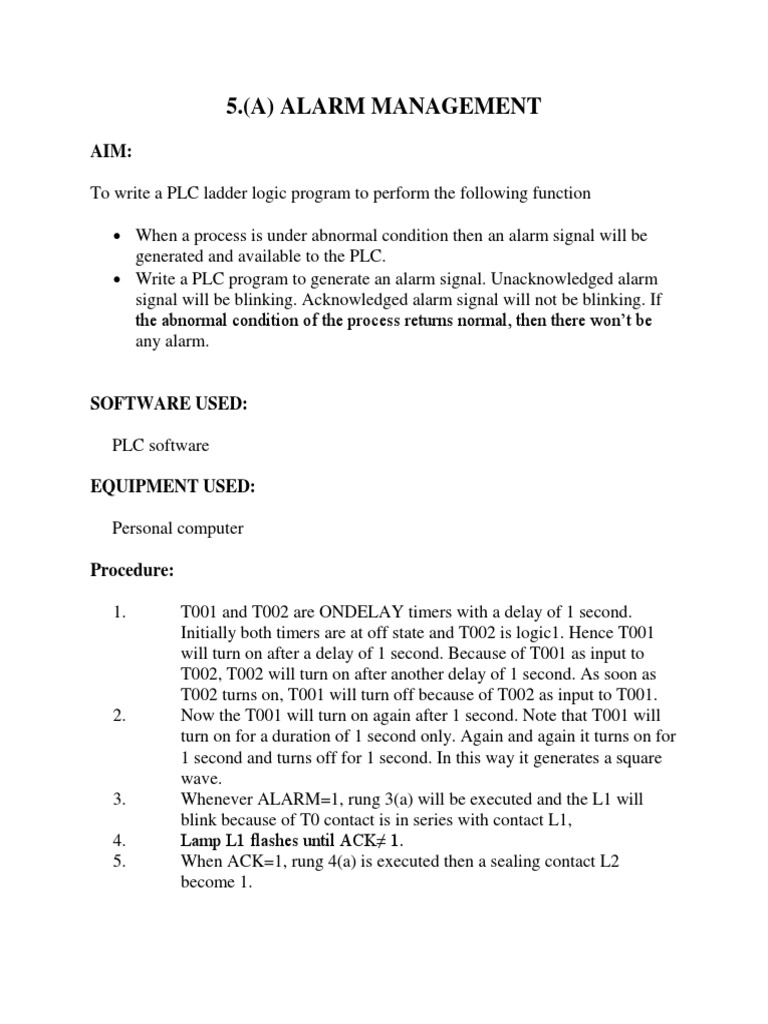 (A) Alarm Management | PDF | Programmable Logic Controller | Areas Of ...