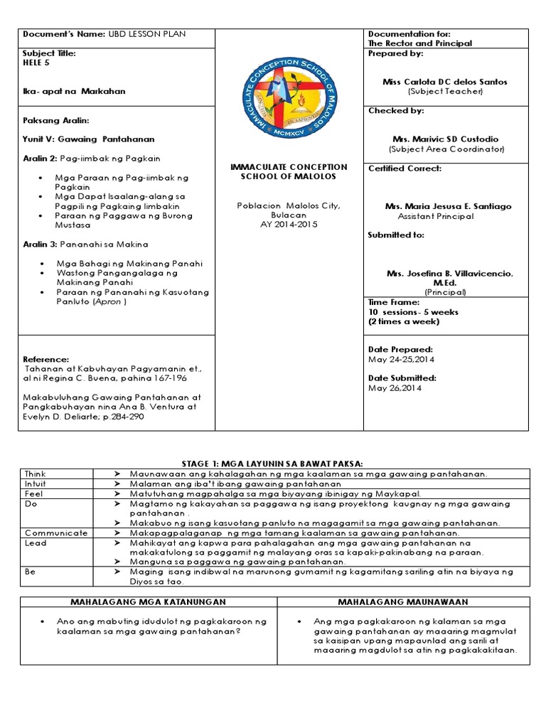 UBD Grade 5 EPP | PDF