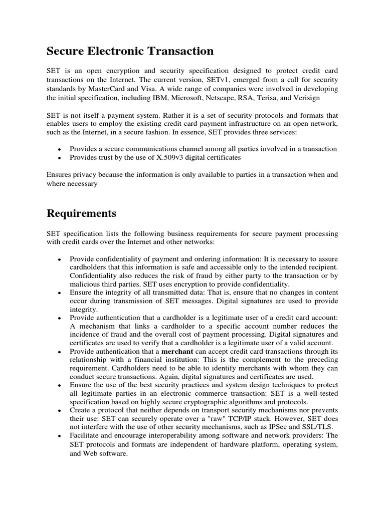 Secure Electronic Transaction | PDF | Credit Card | Information Security