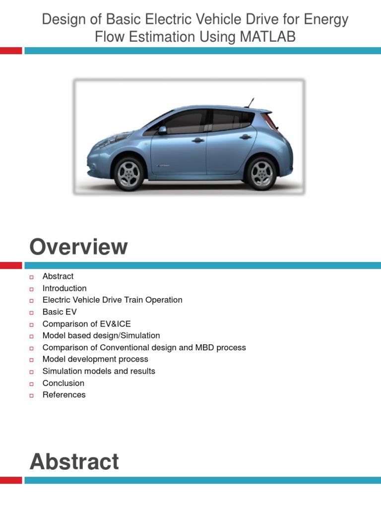 Design of Basic Electric Vehicle Drive For Energy Flow Estimation by ...