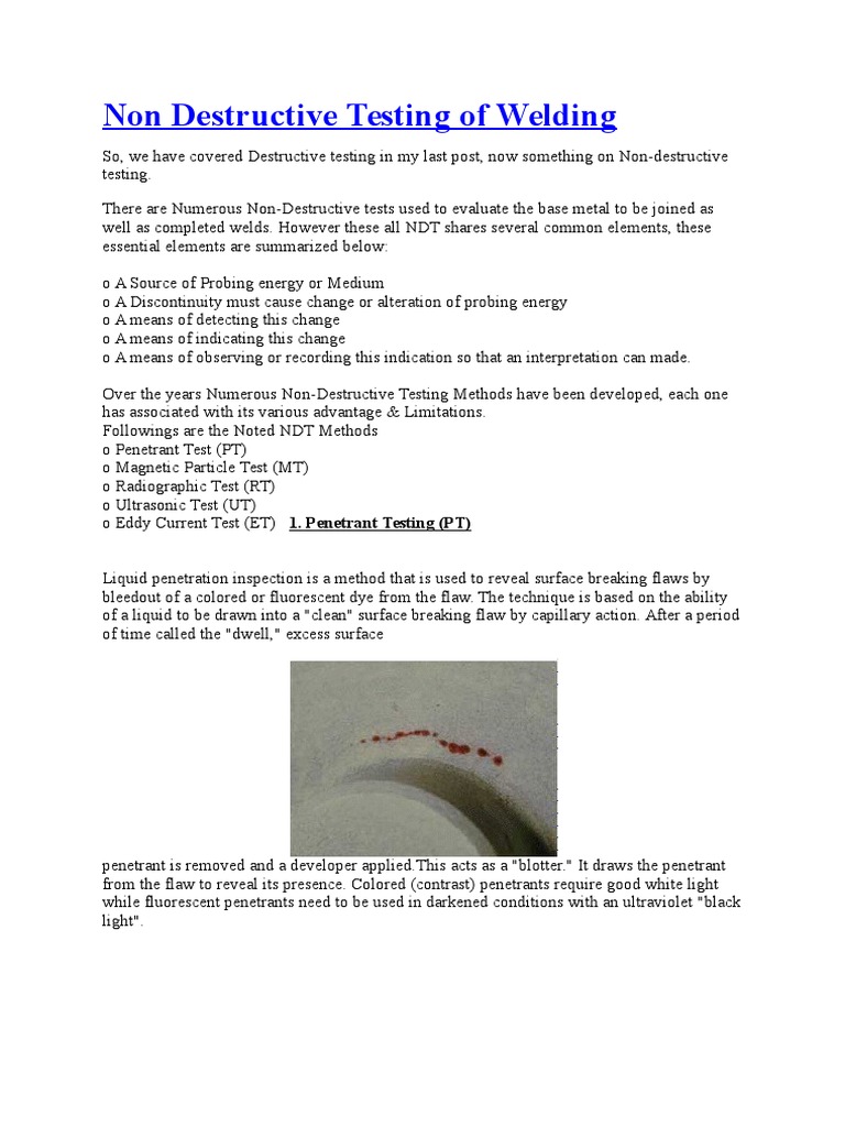 Non Destructive Testing of Welding | PDF