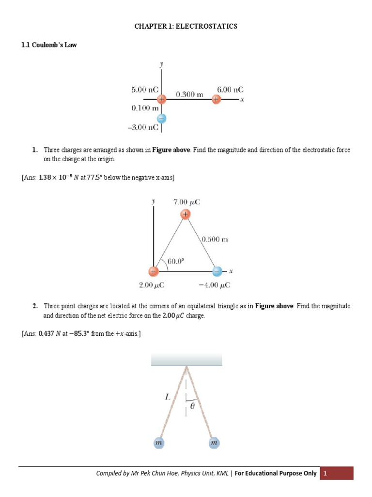 Chapter 1 - Electrostatics 1 | PDF | Electron | Electric Charge