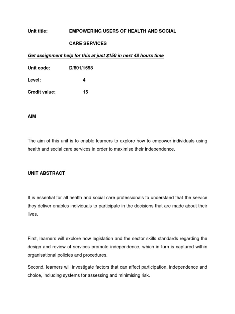 Empowering Health & Social Care Users | PDF | Social Work | Risk