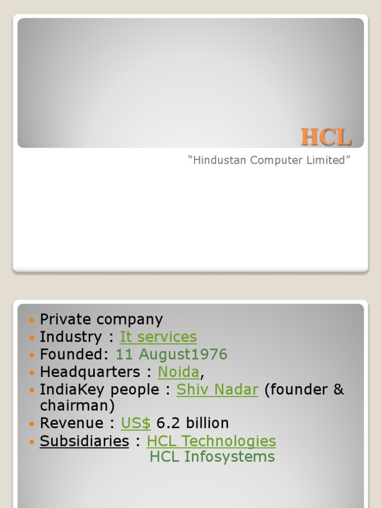 HCL Company Overview and CSR Initiatives | PDF
