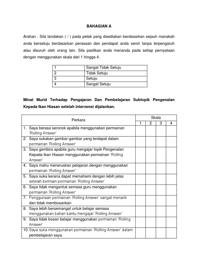 Borang Soal Selidik | PDF