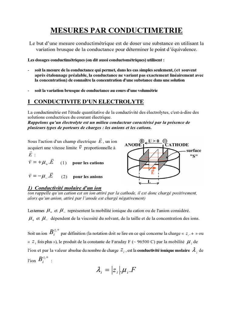 Conductimétrie : Guide Pratique | PDF