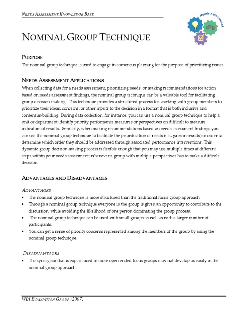 WBI Evaluation Group 2007 Nominal Group Technique | PDF | Needs ...