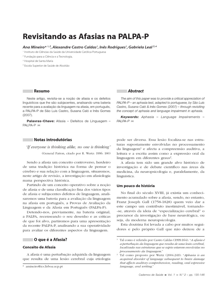 Afasia e Palpa | PDF | Afasia | Linguística