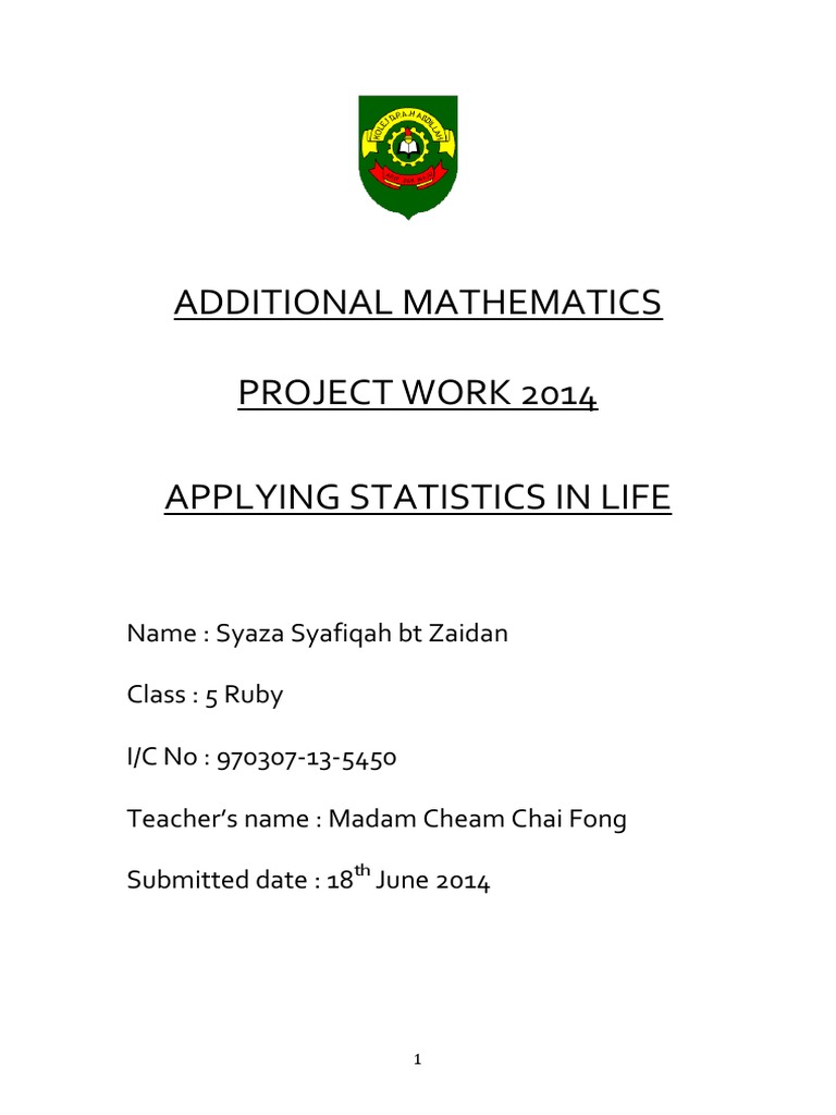 Additional Mathematics Project Work 2014 | PDF | Body Mass Index ...