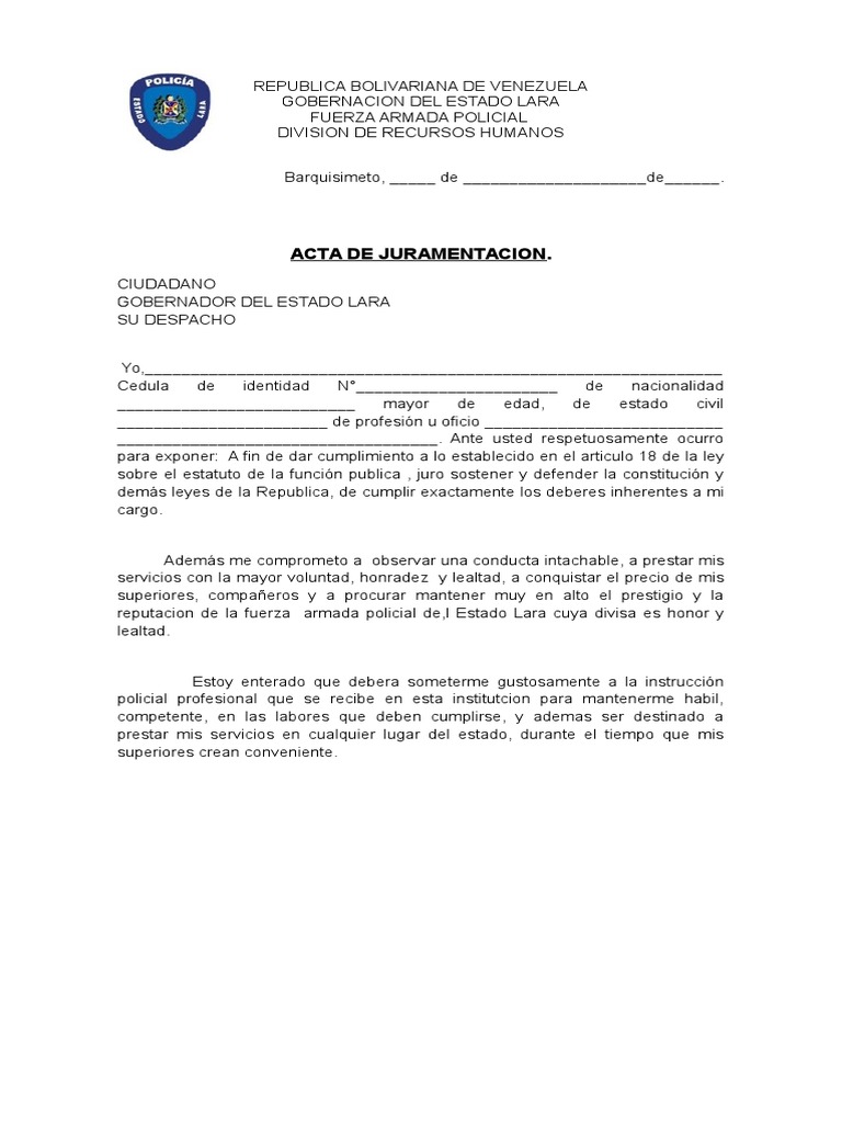 Acta de Juramentacion | PDF