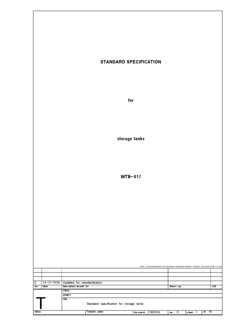 Standard Spesification Storage Tank | PDF | Specification (Technical ...