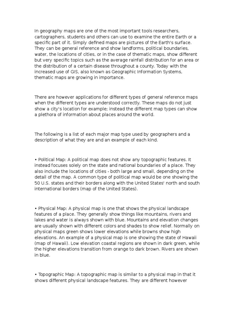 Types of Maps | PDF | Map | Geography