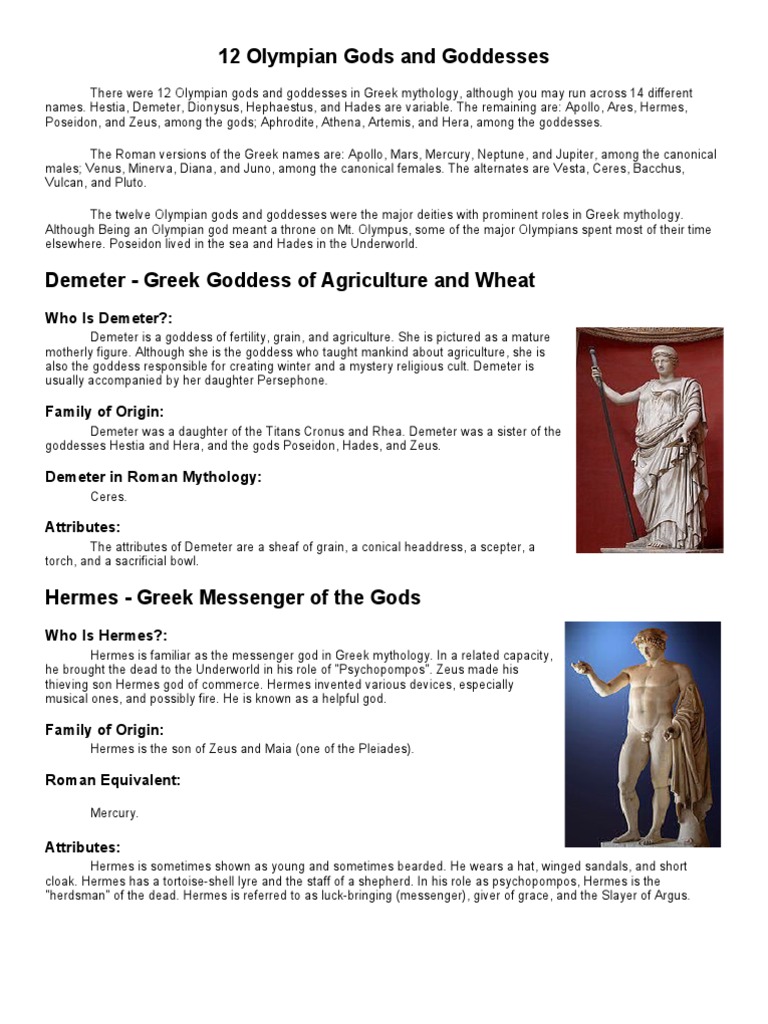 12 Olympians | PDF | Twelve Olympians | Hades