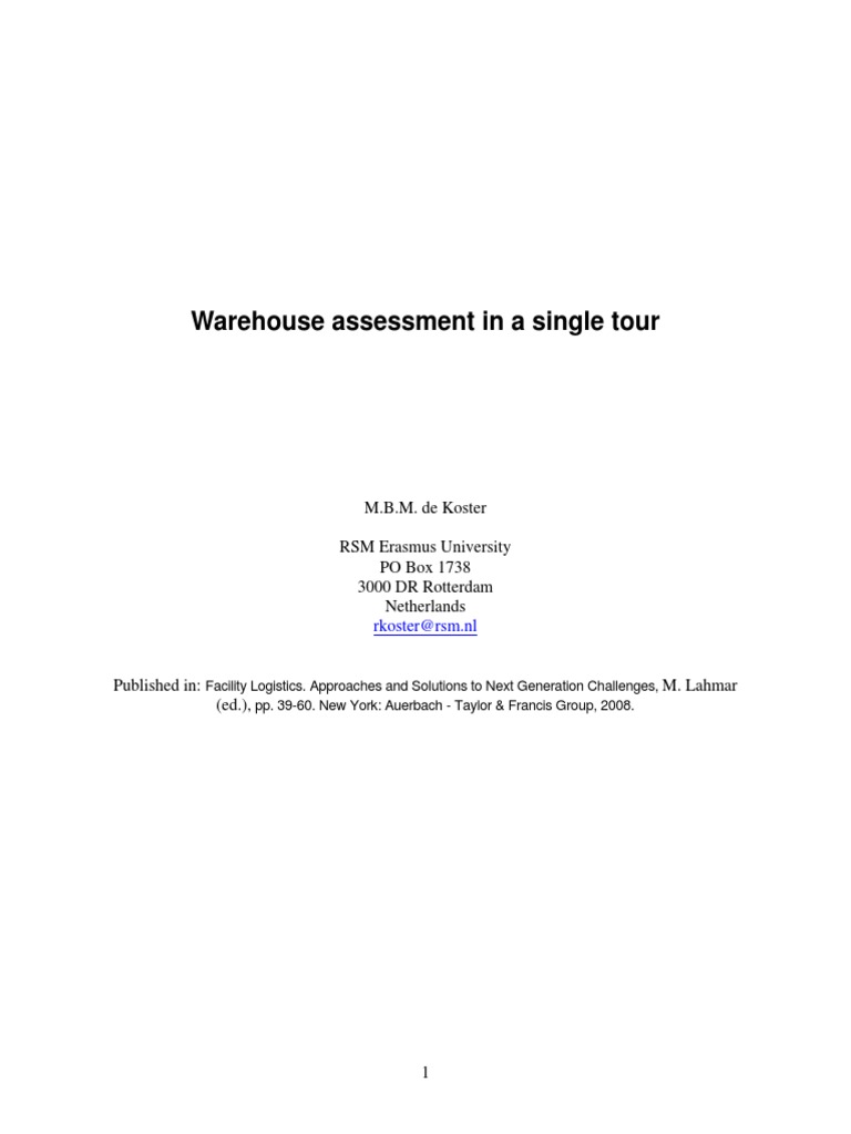 Warehouse Assessment Questionaire | PDF | Warehouse | Inventory