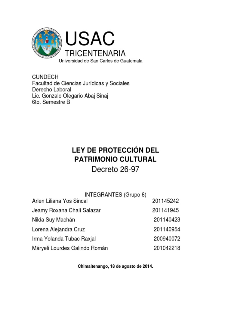 Ley de Protección Del Patrimonio Cultural | PDF | Bienes (Ley) | Propiedad