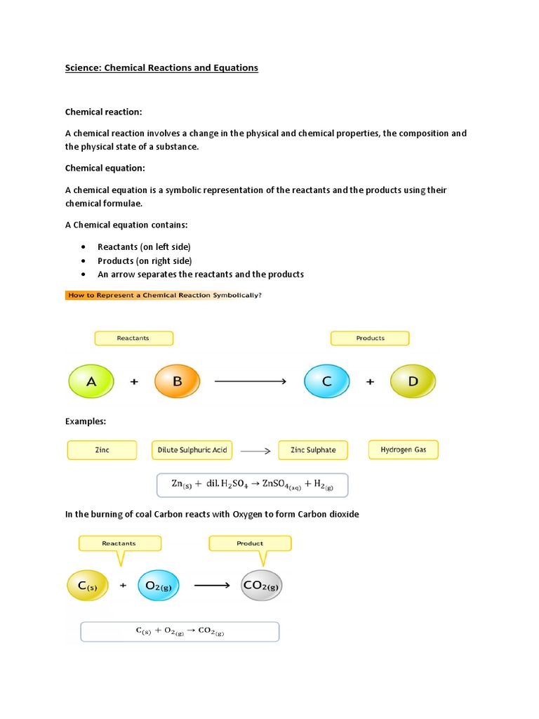 Chemical Reactions and Equations | PDF