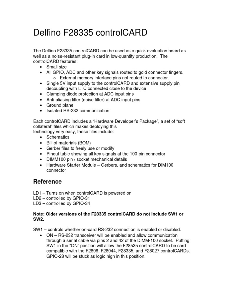 F28335 controlCARD-InfoSheet | PDF