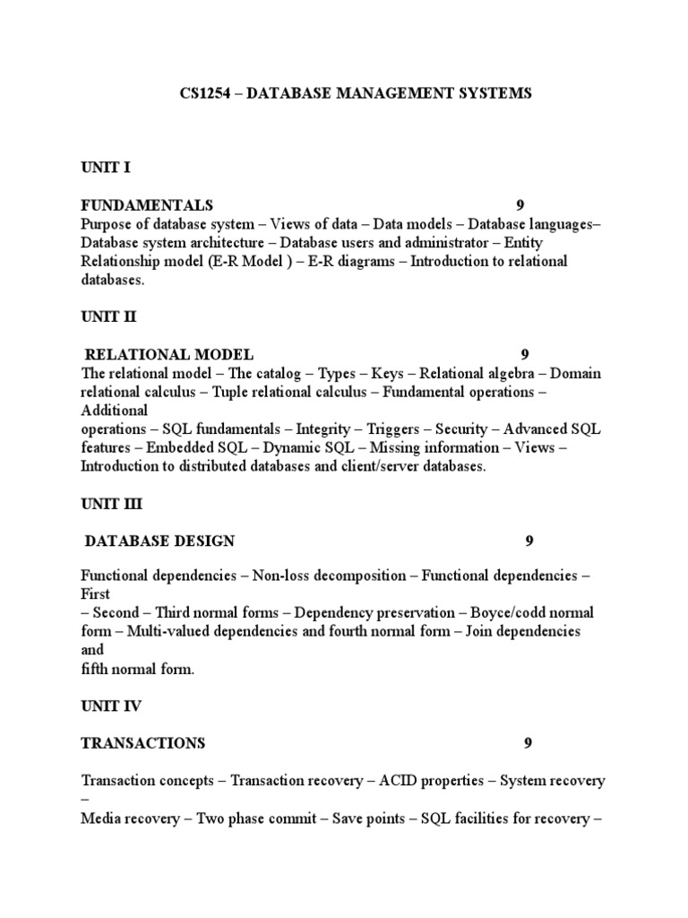 Cs1254 - Database Management Systems | PDF | Databases | Relational Database