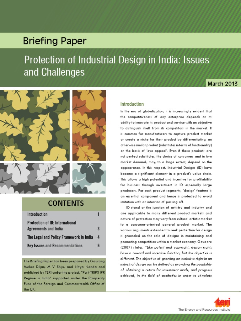 Industrial Designs Brief Study | PDF | Intellectual Property | Patent