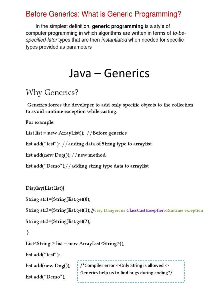 Java Generics | PDF | Java (Programming Language) | Computer Engineering