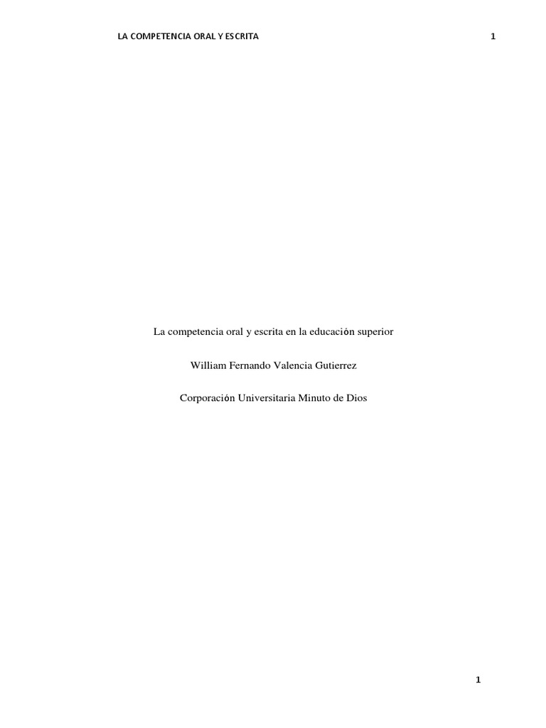 La Competencia Oral y Escrita en La Educación Superior | PDF ...