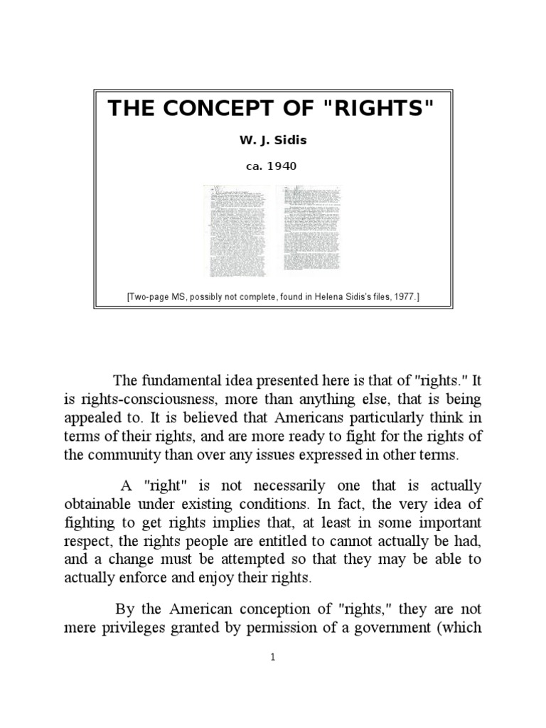 William James The Concept of Rights | PDF | Rights | Freedom Of Speech