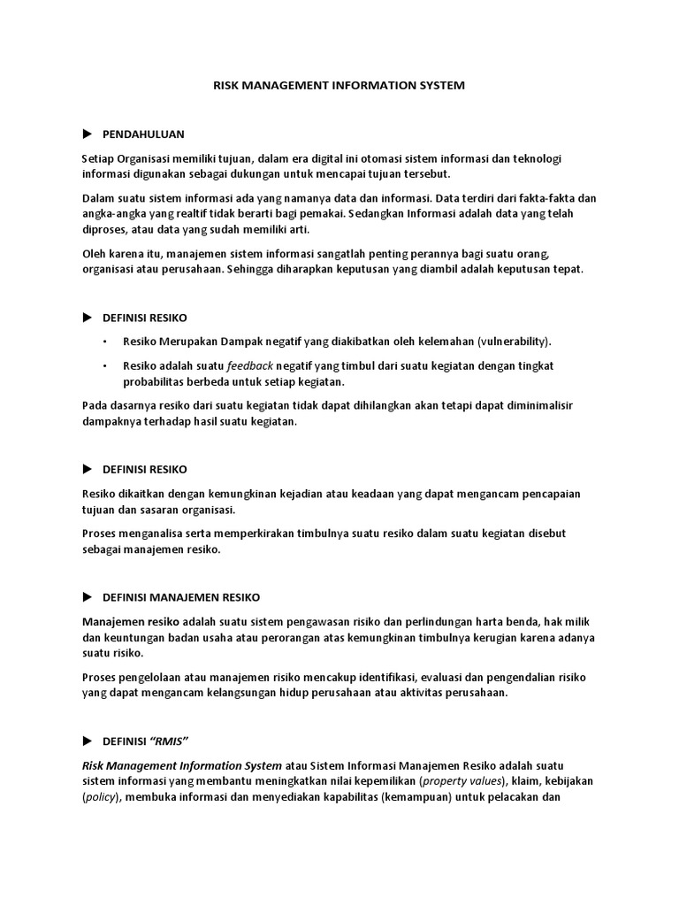 Risk Management Information System (RMIS) | PDF