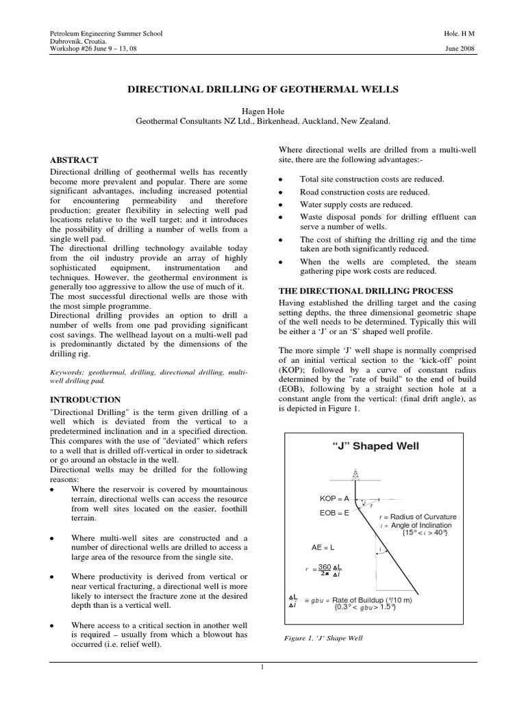 Directional Drilling of Geothermal Wells - Hagen Hole | PDF | Drilling ...