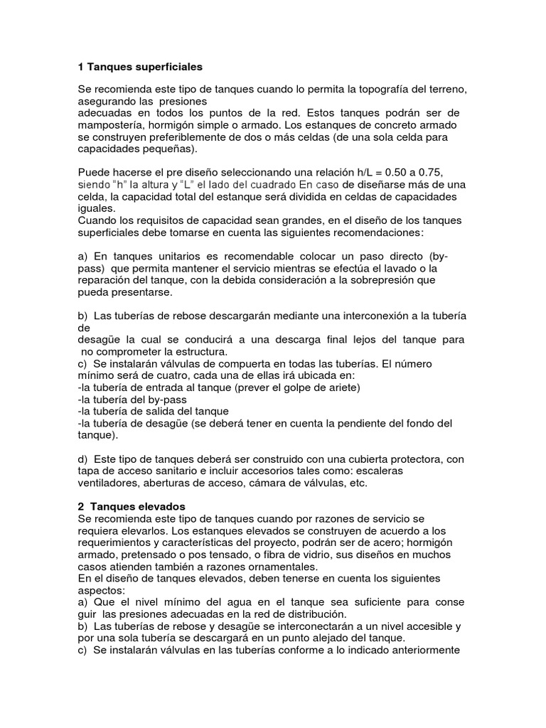 1 Tanques Superficiales | PDF | Tanques | Tubería (transporte de fluidos)
