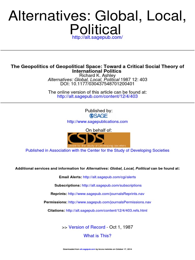 The Geopolitics of Geopolitical Space | PDF | International Relations ...