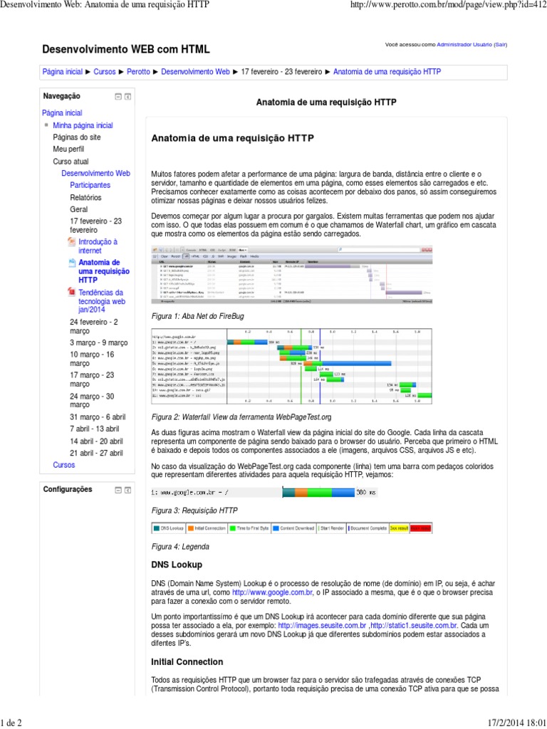 Requisição HTTP: DNS, TCP, TTFB e Download | PDF | Protocolo de ...