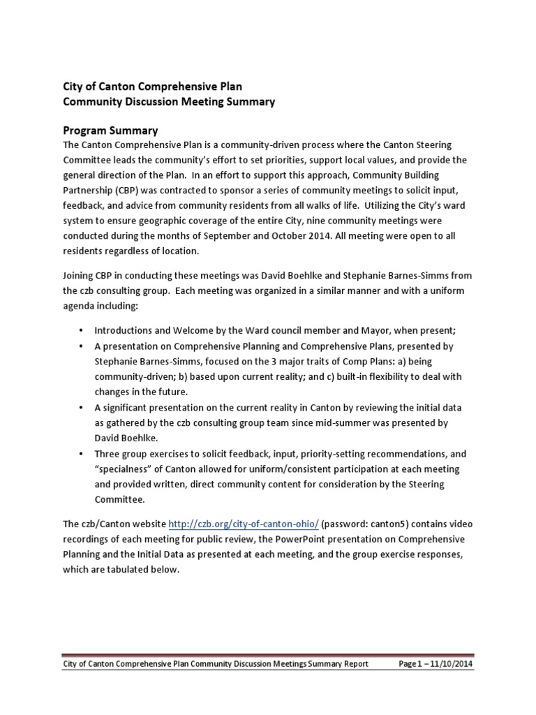 Comm Mtgs Overall Summary Report | PDF | Zoning | Economies