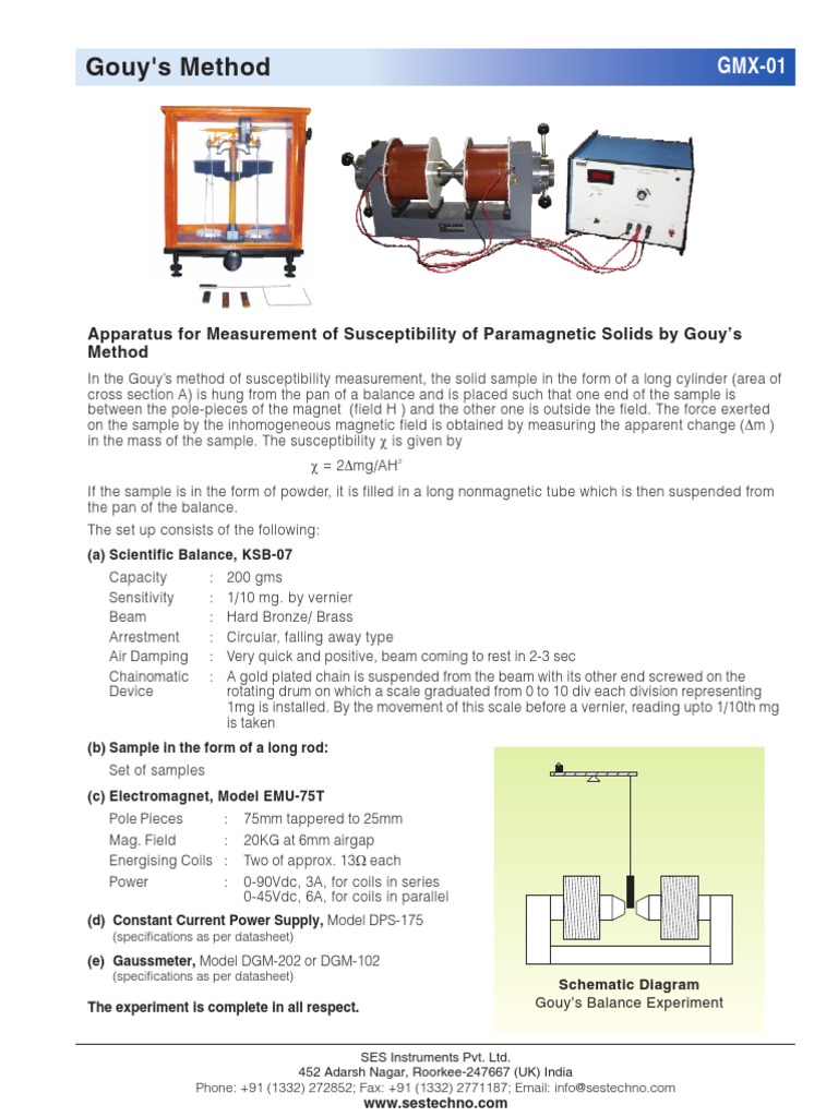 Gouy’s Method for Magnetic Susceptibility | PDF | Science & Mathematics