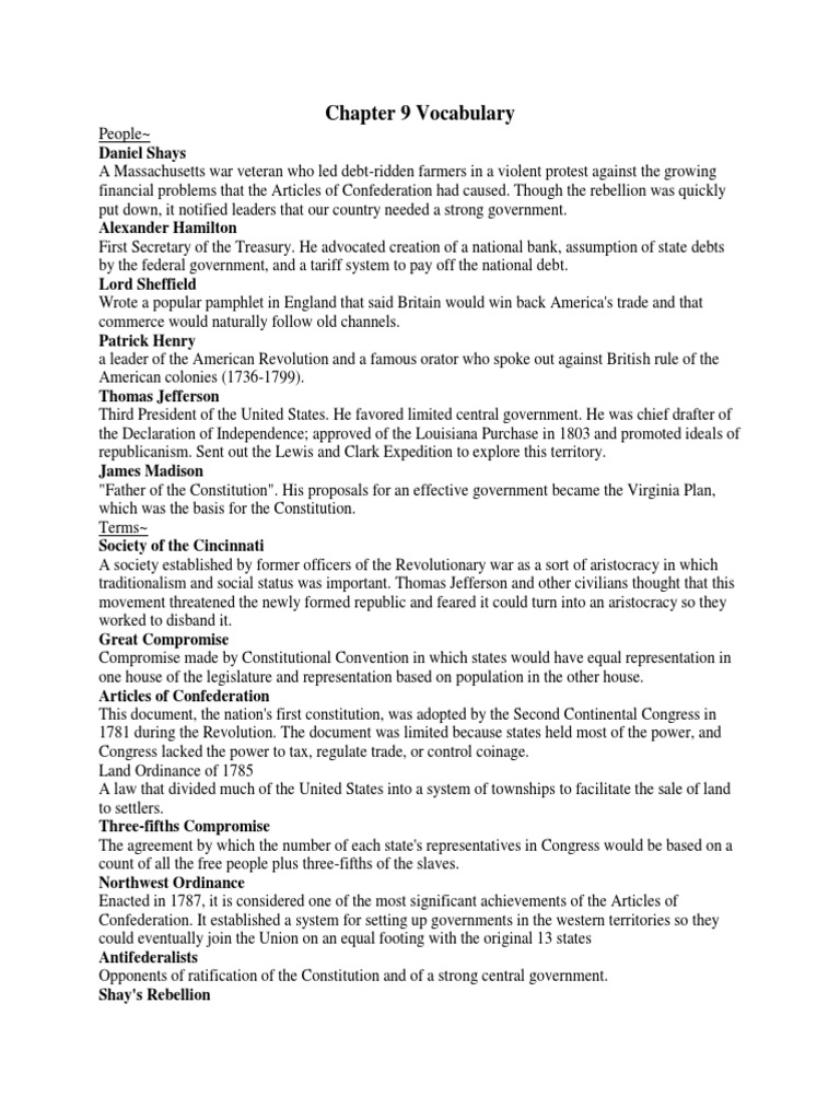 Chapter 9 Vocabulary | PDF