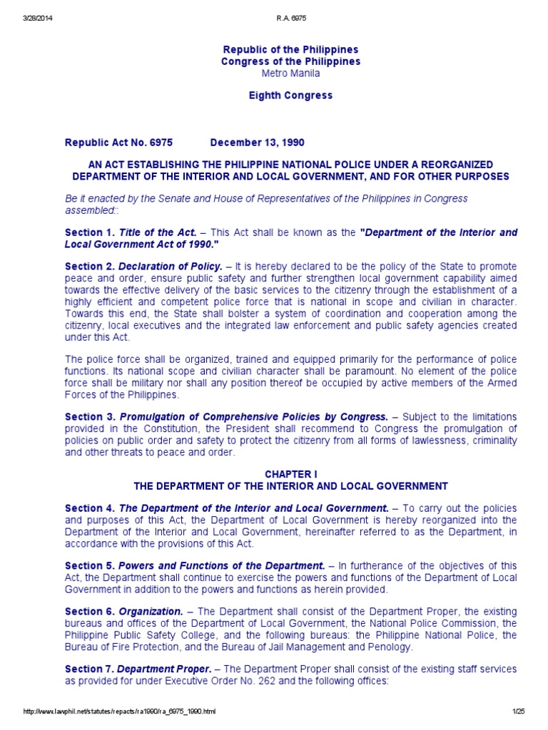 DILG Act of 1990 | PDF | Inspector | Police